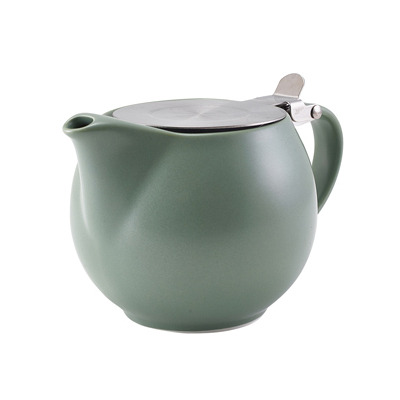 MATT SAGE GREEN Porcelain Teapot with Stainless Steel Flip Lid | GREEN ...