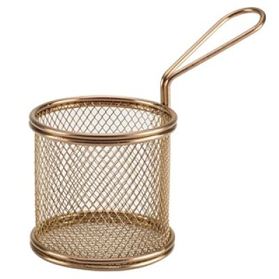 Round COPPER Mini Fryer Serving Basket Stainless Steel | Copper Basket ...