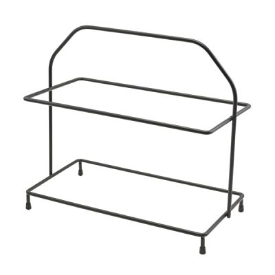 Two Tier Coated Steel Display Stand | Rectangular Plate Stand | Black ...