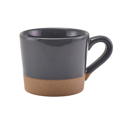 Kava Dark Grey Stoneware Coffee Cup | Grey and Brown Cup | Grey Mug