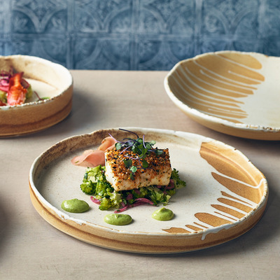 Roko Sand Terra Porcelain Presentation Plate | Brown Natural Bowl ...