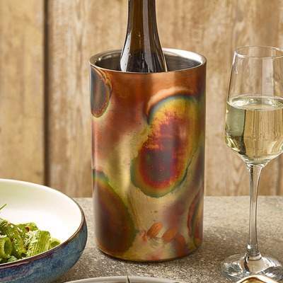 Burnt Copper Plated Wine Cooler | Stainless Steel Wine Bucket | Table ...
