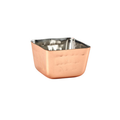 Copper Plated Square Hammered Ramekin | Steel Ramekin | Steel Dip Pot ...